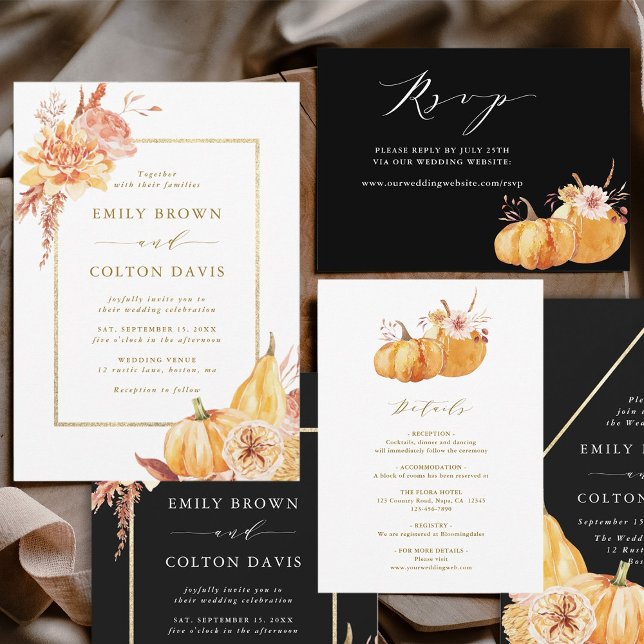 fall wedding invitations with pumpkins