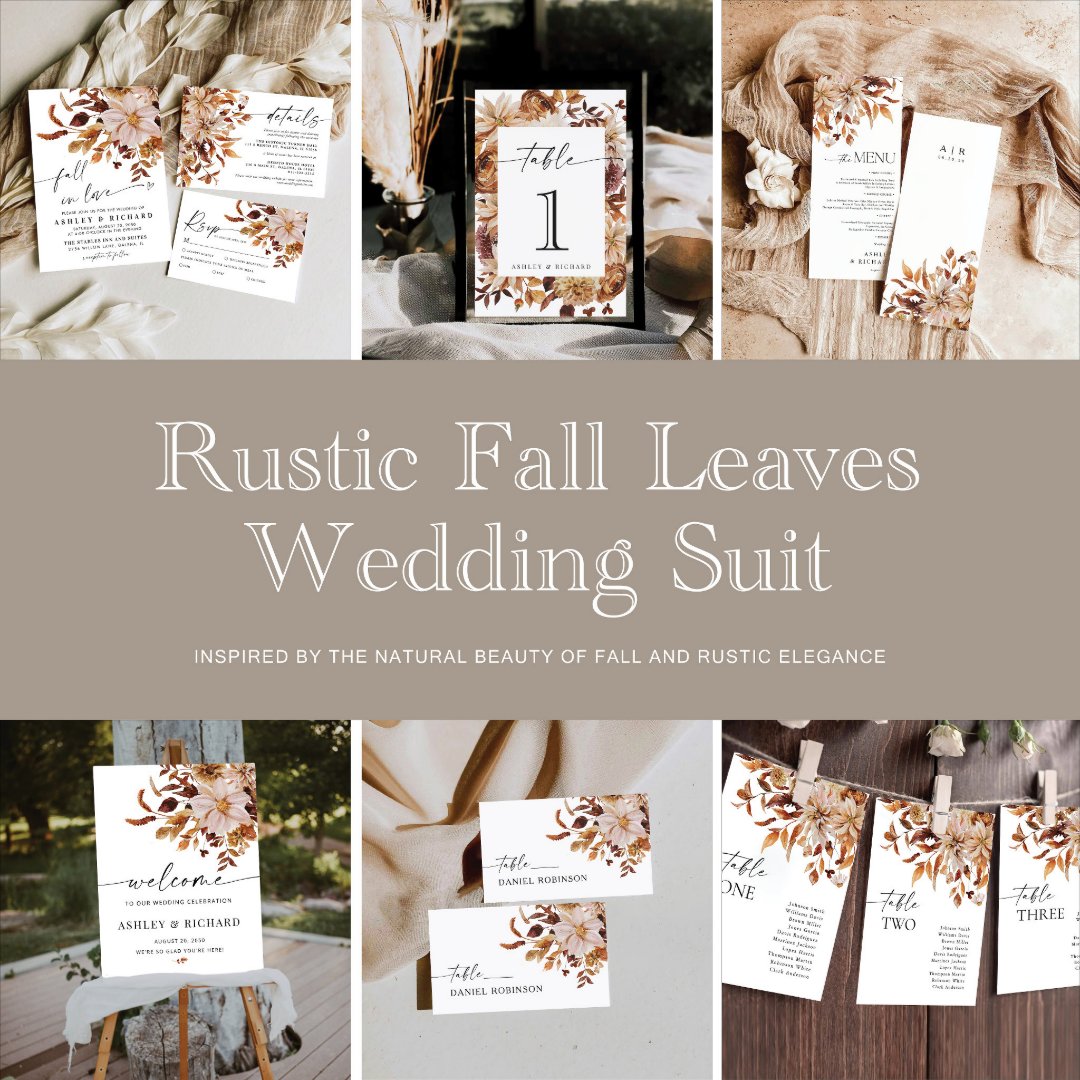 Rustic Fall Leaves Wedding Wedding Invitation | Zazzle