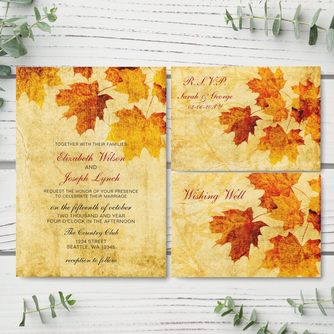 fall autumn wedding leaves return address label | Zazzle