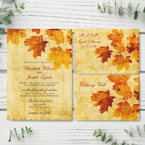 fall wedding Invitation cards | Zazzle