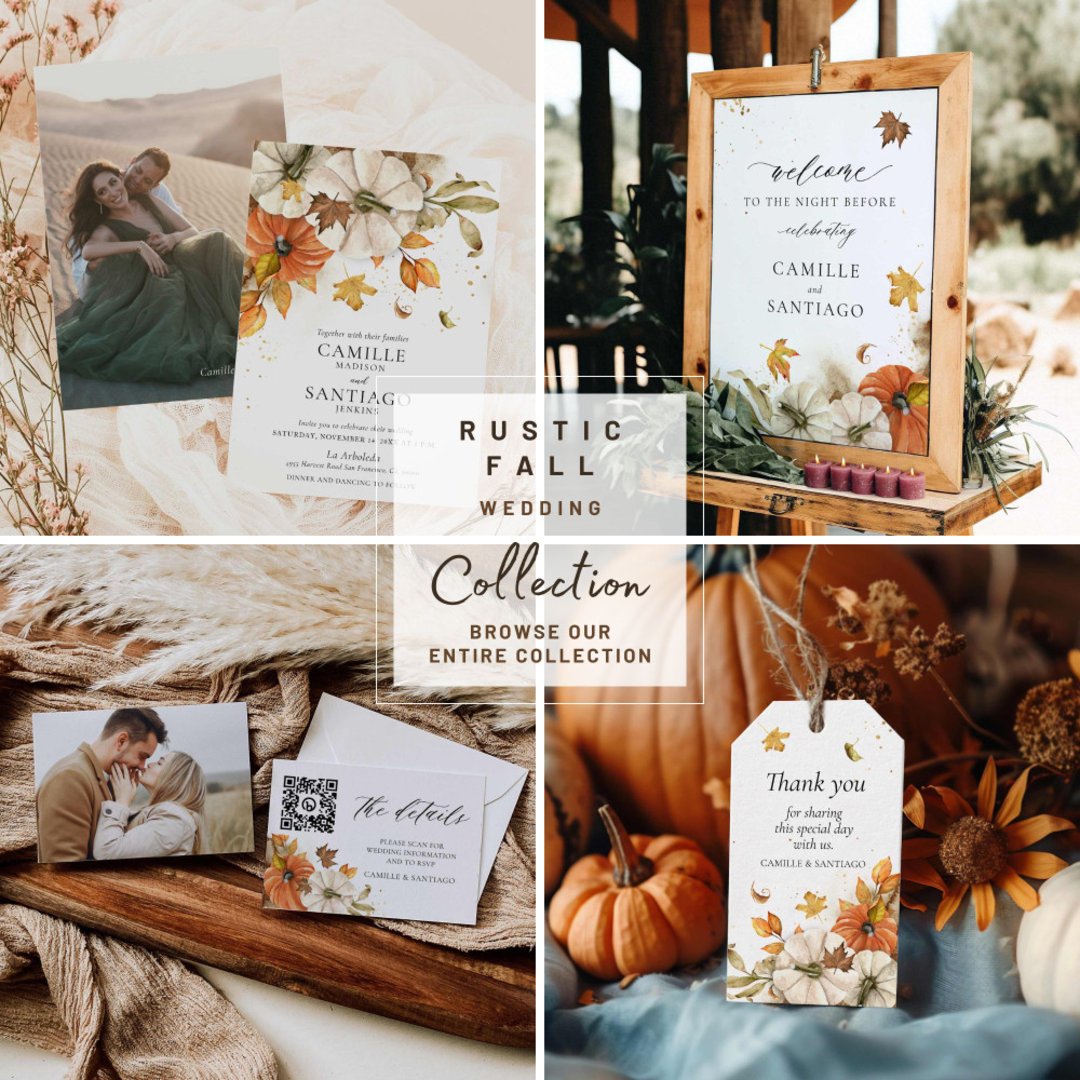 Rustic Fall Pumpkin Wedding Invitation | Zazzle
