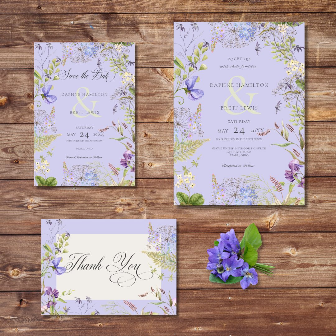 Rustic Lavender & Sage Wildflowers Lavender Invitation | Zazzle