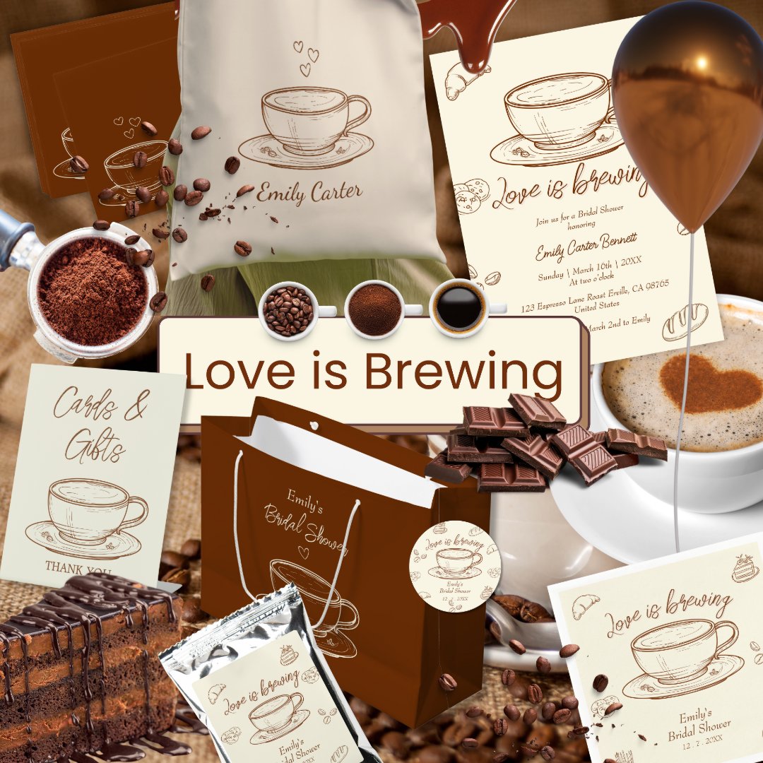 Love is Brewing Coffee Bridal Shower Invitation | Zazzle