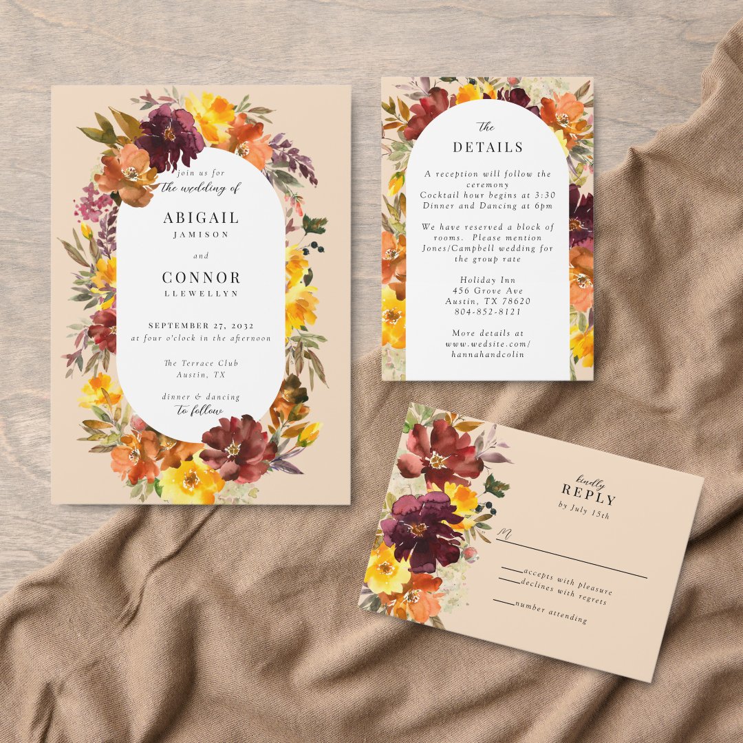 Rustic Marsala Burnt Orange Fall Wreath Invitation | Zazzle