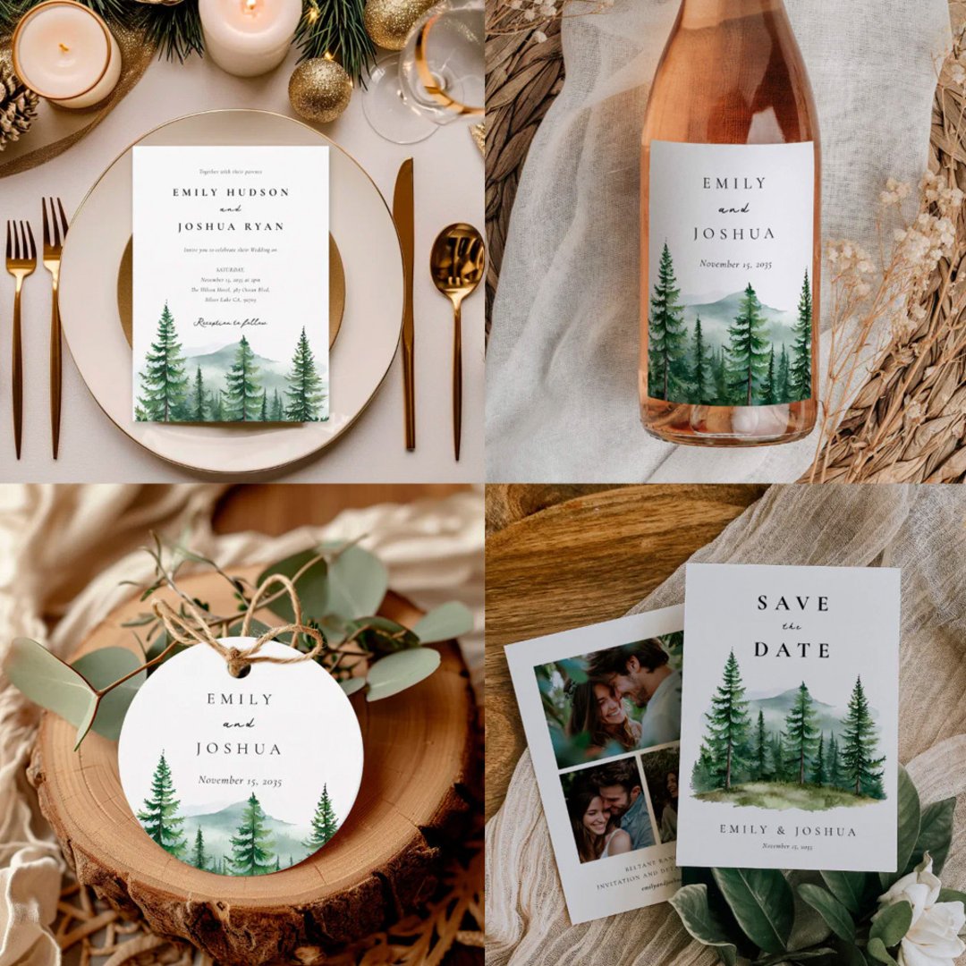 Pine Tree Forest Wedding Invitation | Zazzle
