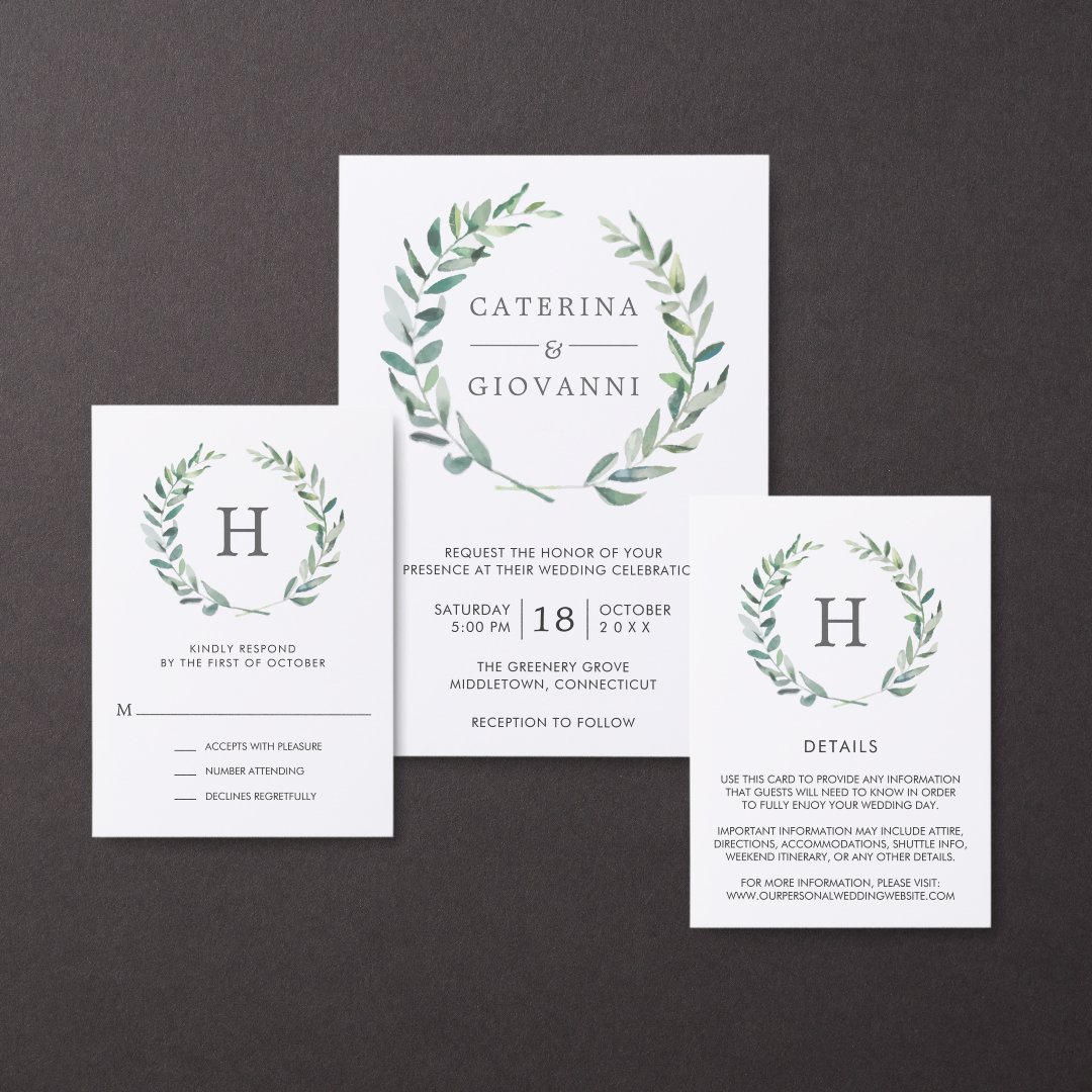 Simple Rustic Greenery Budget Wedding Invitation | Zazzle