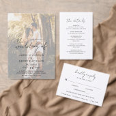 Rustic Script Modern Typography Photo Wedding Thank You Card | Zazzle