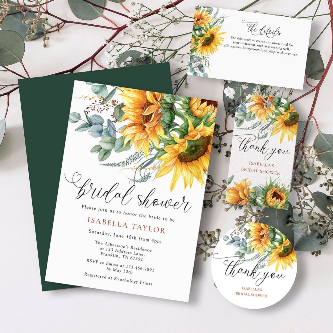 Rustic Sunflower Bridal Shower Invitation | Zazzle