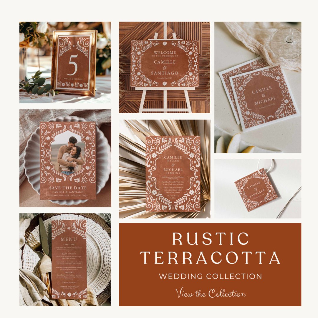Rustic Terracotta Spanish Photo Arch Wedding Invitation | Zazzle