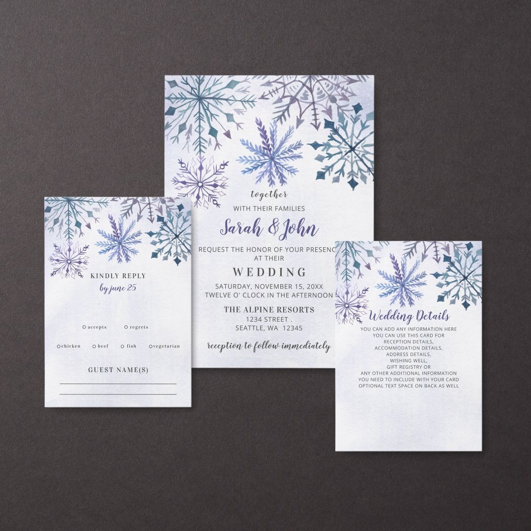 Budget Rustic Snowflakes Winter Wedding Invitation | Zazzle