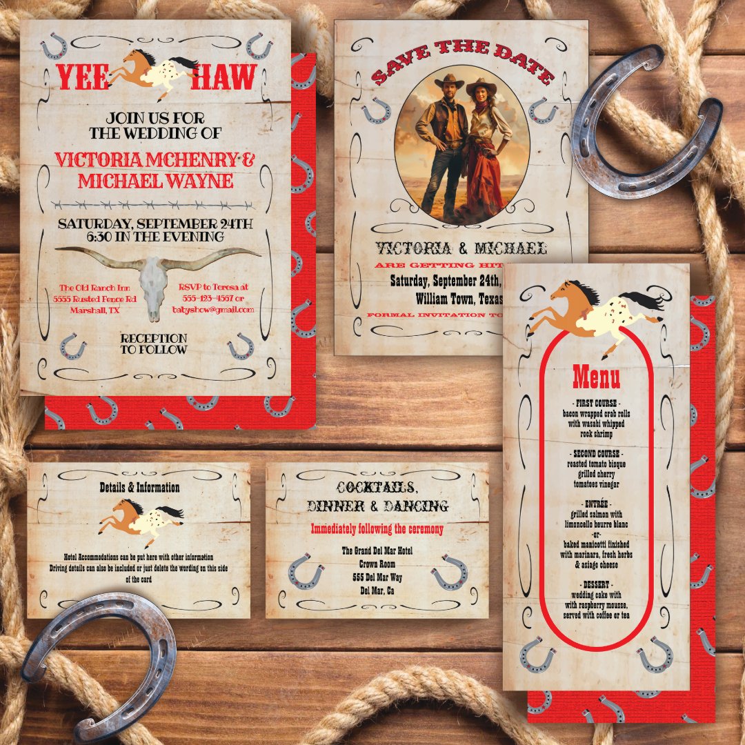Rustic Western Rodeo Cowboy Wedding Invitation | Zazzle