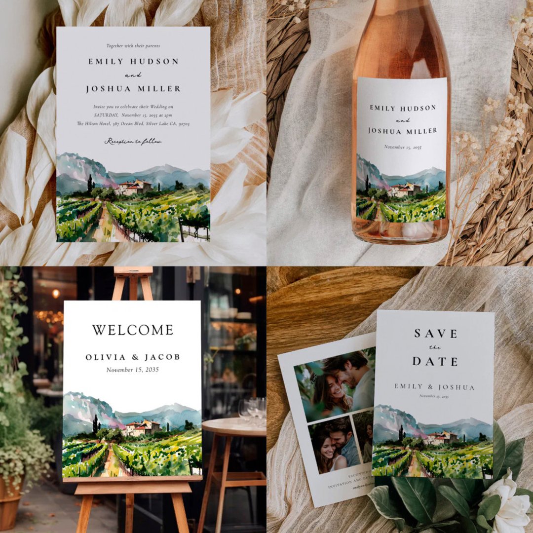 Rustic Winery All in One Wedding Invitation | Zazzle