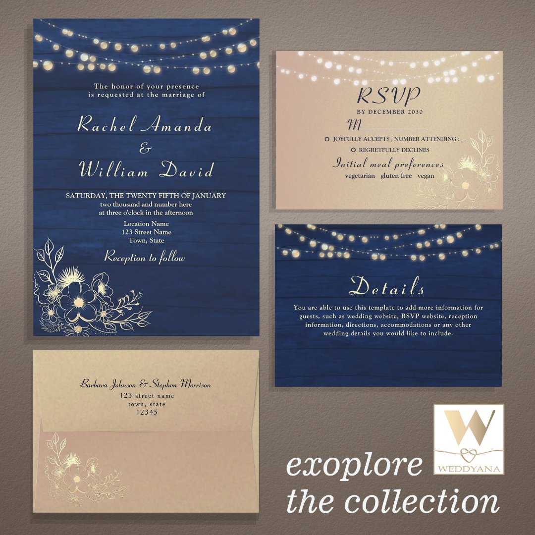 Rustic String Lights Wedding RSVP Card | Zazzle