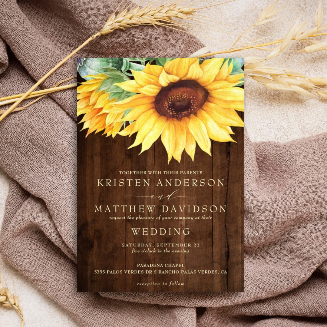 Watercolor Sunflower Rustic Wood Details Enclosure Card | Zazzle