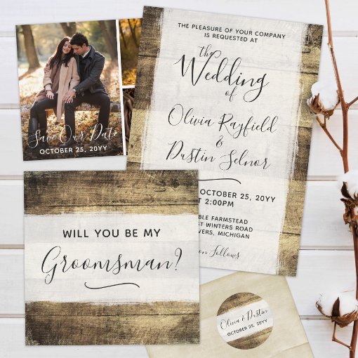 Rustic Wood Wedding Invitation | Country Farm Barn | Zazzle