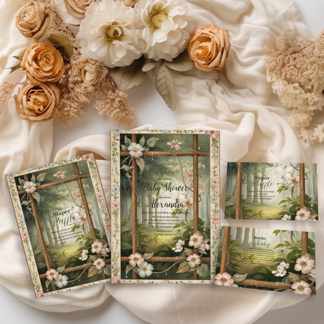 Rustic Woodland Forest Books for Baby Enclosure Card | Zazzle