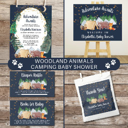 Rustic Woodland Animals Night Baby Shower Welcome Poster | Zazzle