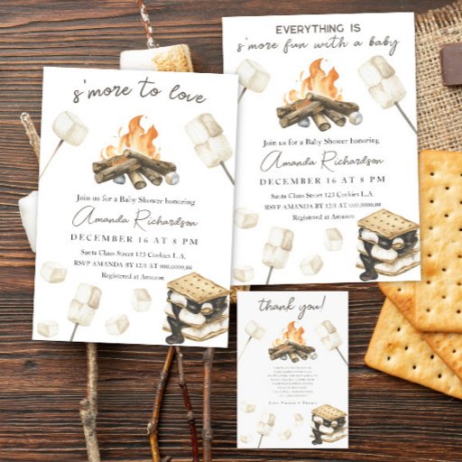 Bonfire S'more Fun Baby Shower Invitation | Zazzle