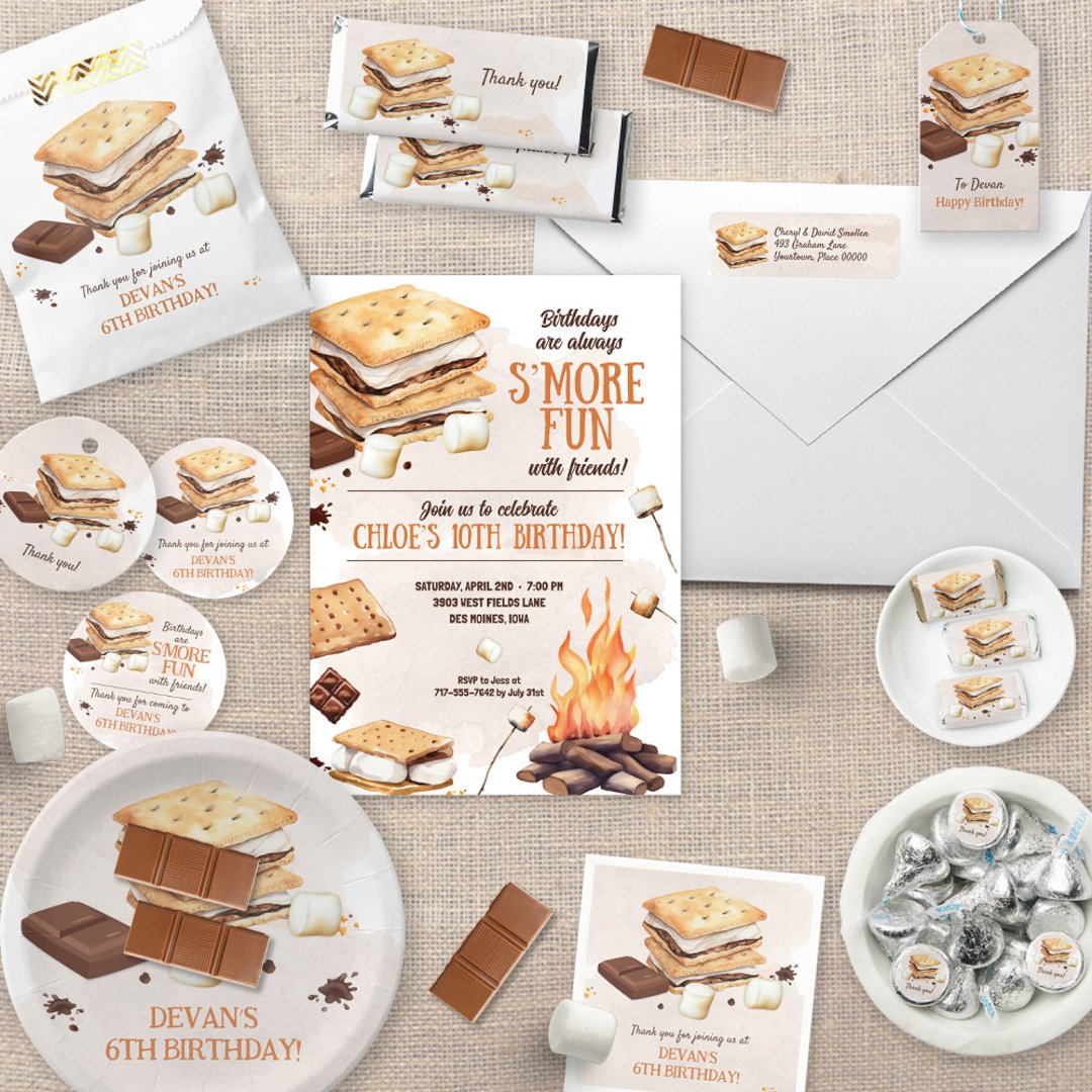 S'mores Birthday Party Favor Tags | Zazzle