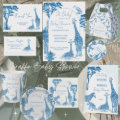 Safari blue toile giraffe baby shower raffle sign | Zazzle