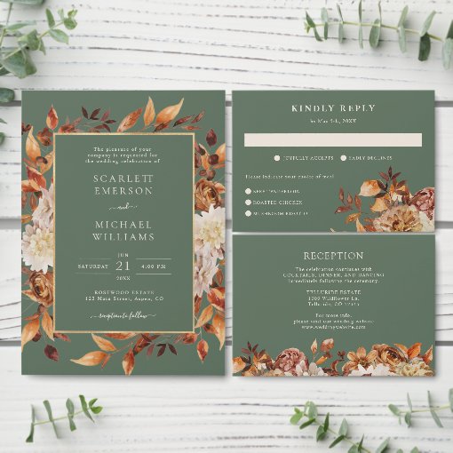 Elegant Fall Leaves Wedding Invitation | Zazzle