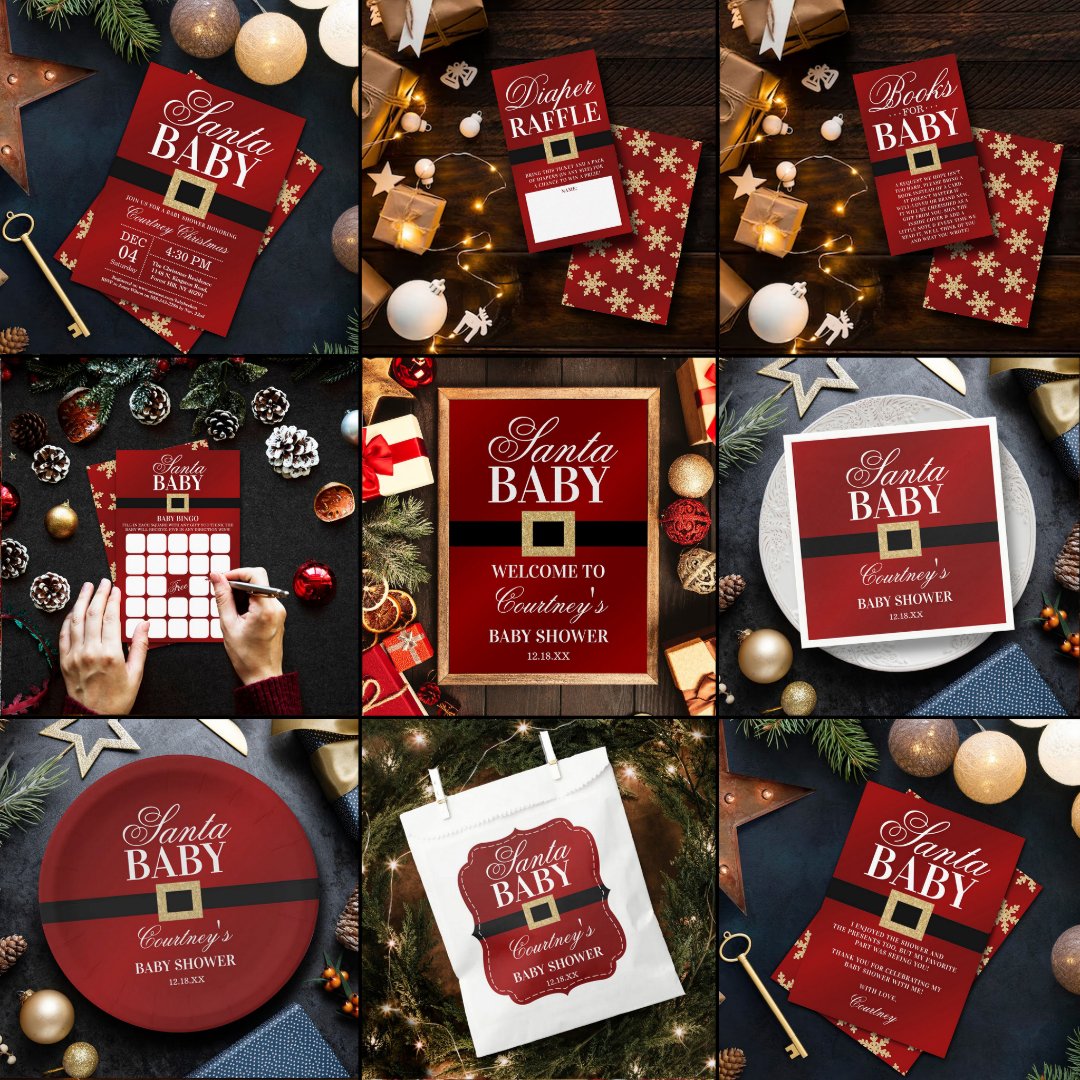 Santa Baby | Christmas Baby Shower Invitation | Zazzle