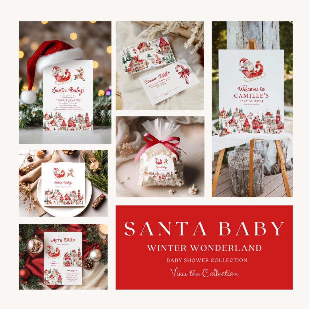 Santa Baby Christmas Baby Shower Invitation | Zazzle