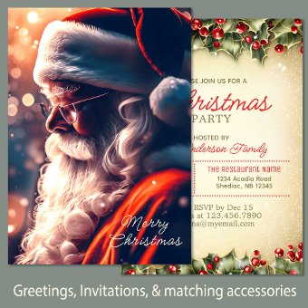 Santa Claus Christmas Holiday Party Invitation | Zazzle