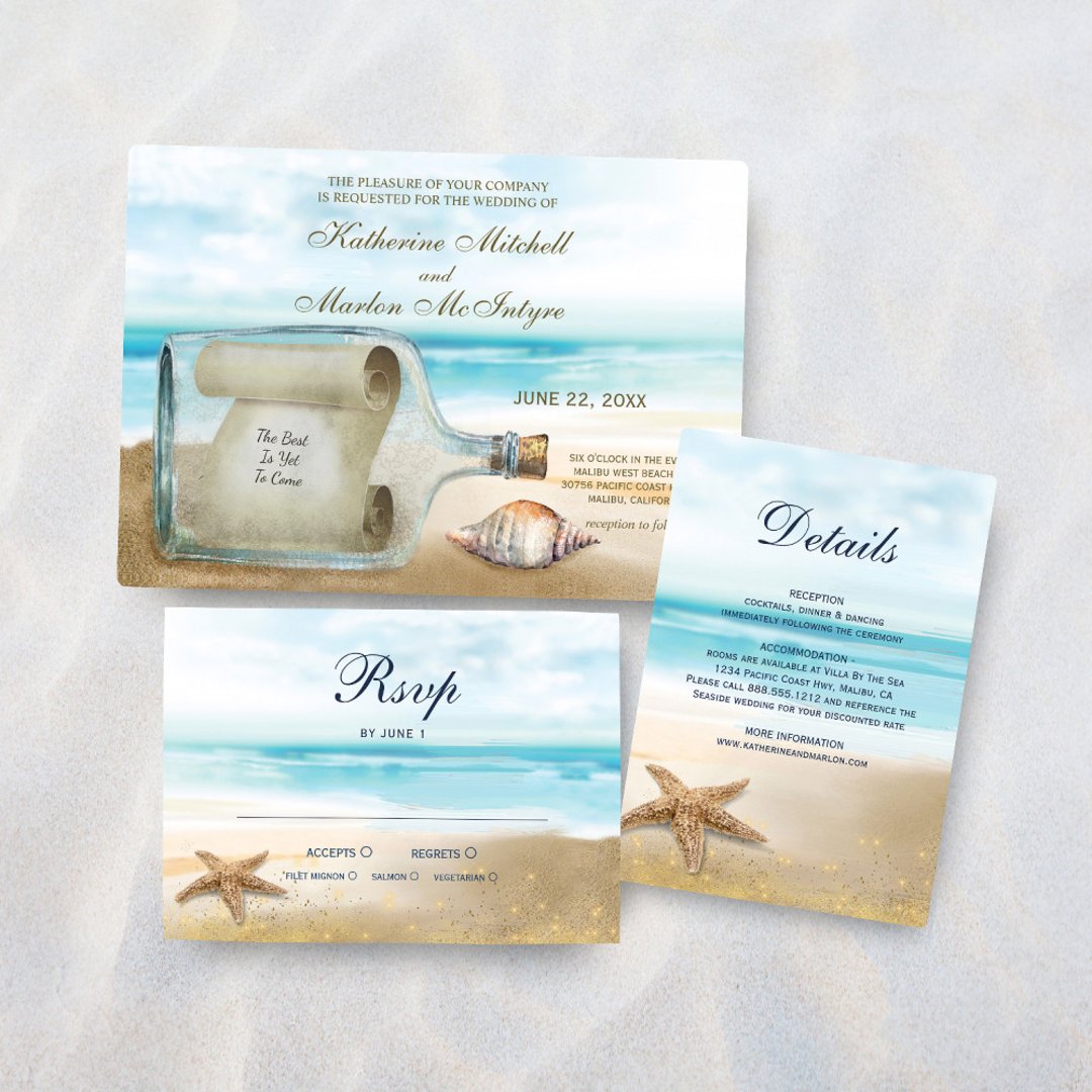 Seashells Message in a Bottle | Nautical Wedding Invitation | Zazzle