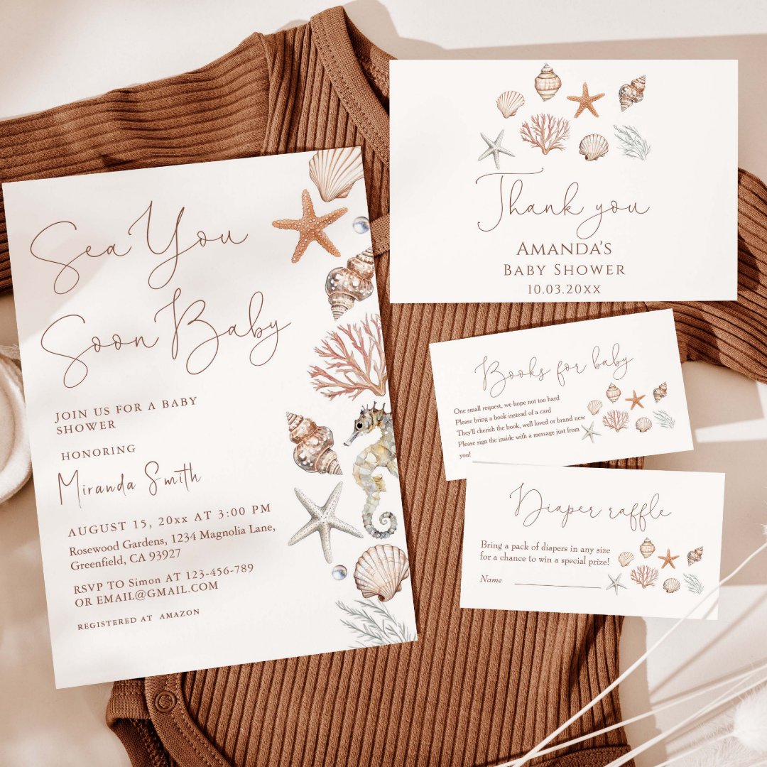 Sea You Soon Coastal Baby Shower Invitation | Zazzle