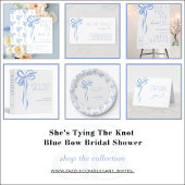 QR Code Bow She's Tying the Knot Blue Shower Invitation | Zazzle