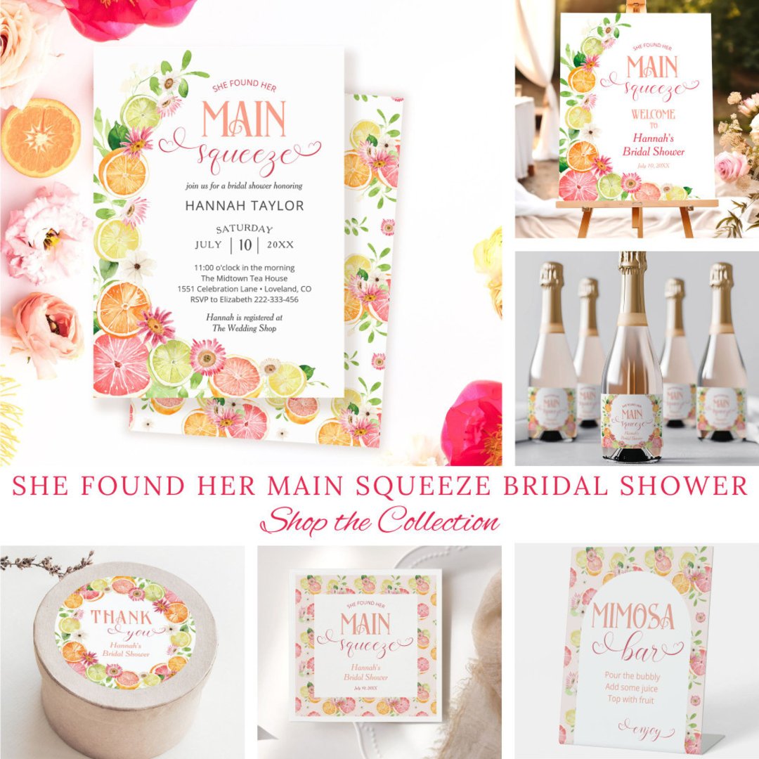 Main Squeeze Citrus Bridal Shower Welcome Sign | Zazzle