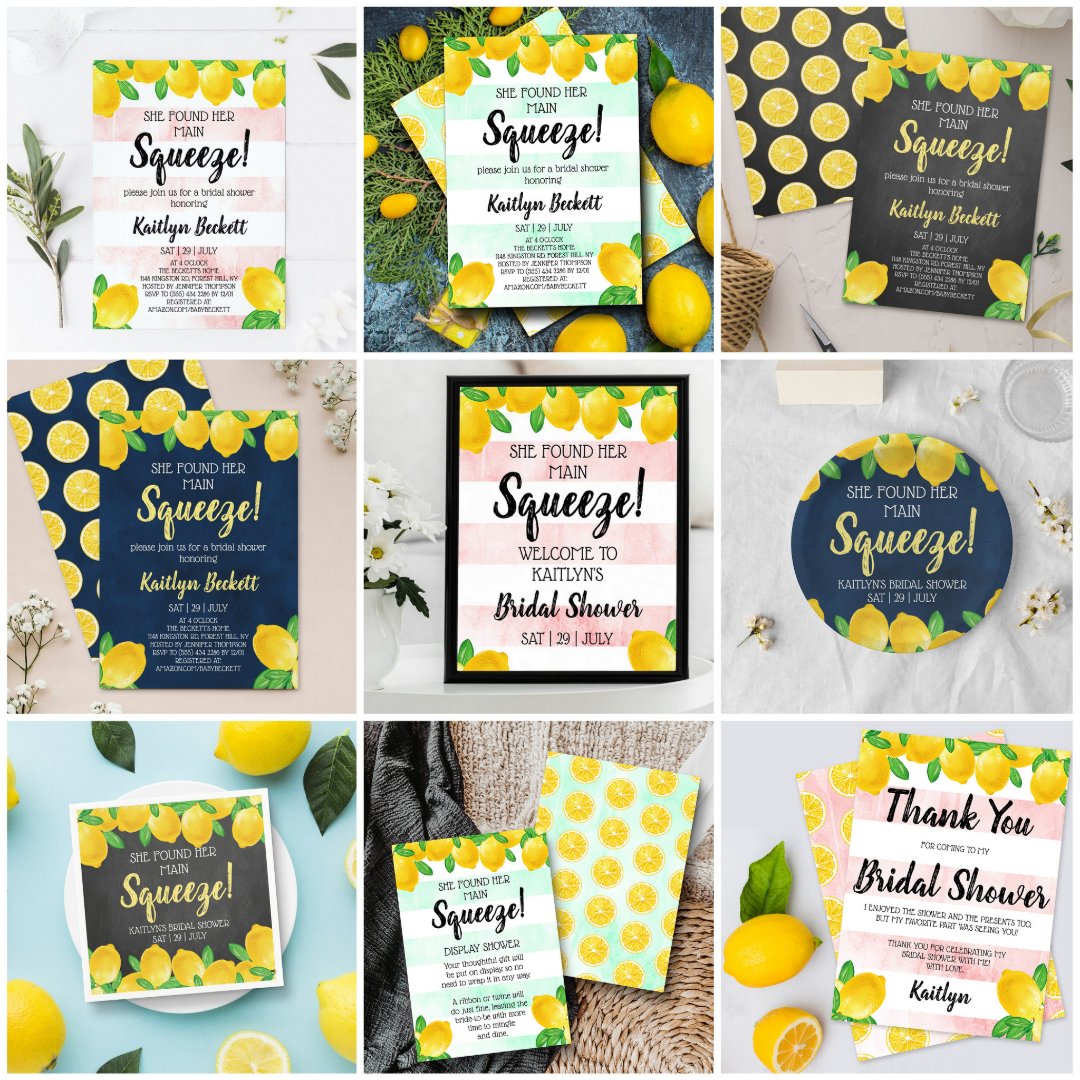 She Found Her Main Squeeze Lemon Bridal Shower Invitation | Zazzle