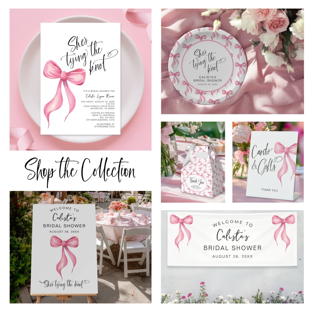 Pink Bow Coquette Personalized Bridal Shower Favor Boxes | Zazzle