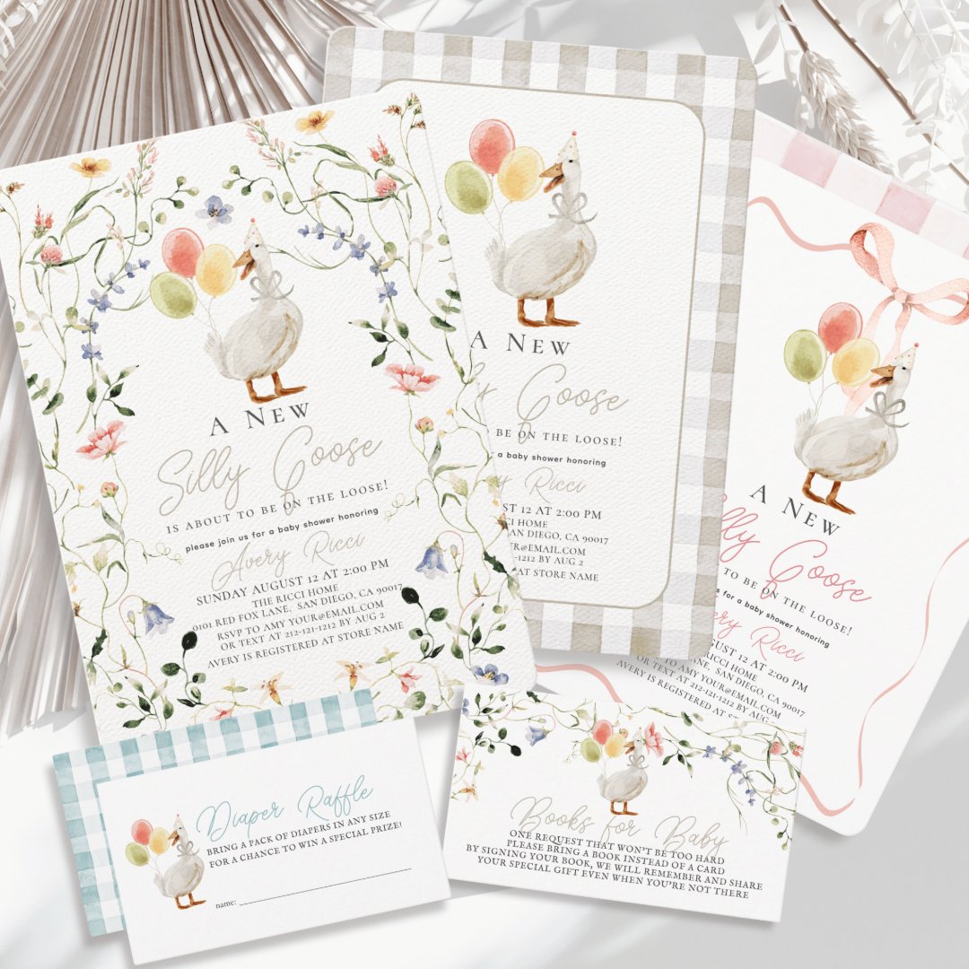 Silly Goose Wildflower Floral Baby Shower Invitation | Zazzle