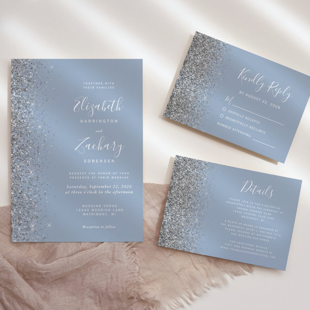 In Loving Memory Photo Dusty Blue Silver Wedding Pedestal Sign | Zazzle