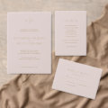 Simple Modern Pink Beige Wedding Reception Card | Zazzle