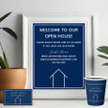 Open House Custom Real Estate Company Navy Blue Pedestal Sign | Zazzle