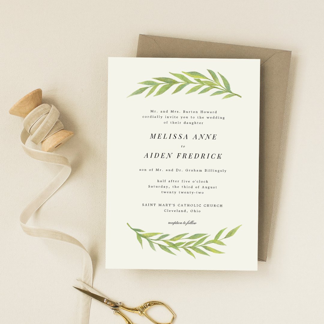 Simple Branch Formal Wording Wedding Invitation | Zazzle