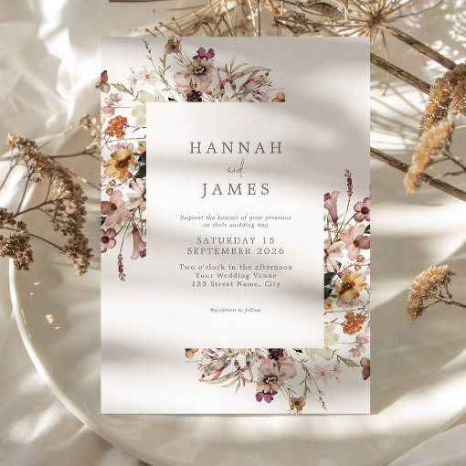 Simple Elegant Botanical Floral Wedding Invitation | Zazzle