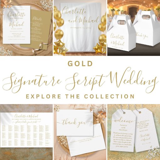 Elegant Gold Script Wedding Signature Drinks Pedestal Sign | Zazzle