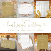 Gold Heart Script Wedding Schedule Timeline | Zazzle