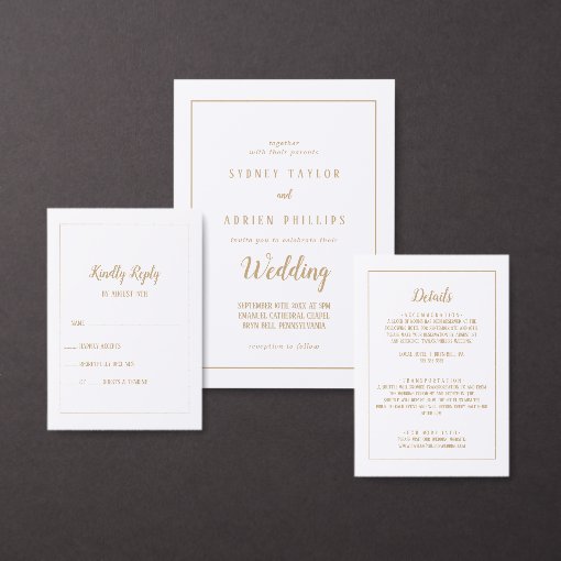 Simple Minimalist|Gold Frame Wedding Program | Zazzle