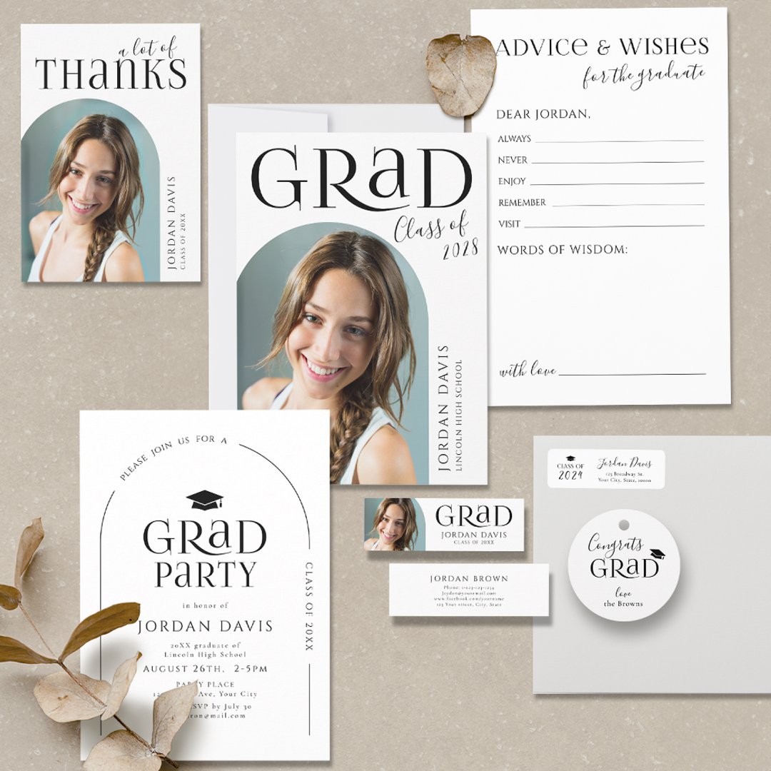 Black Typography Modern Photo Graduation Yard Sign | Zazzle