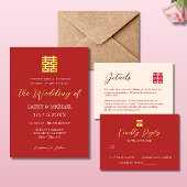 Simple red beige Chinese wedding welcome sign | Zazzle