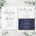 Navy Blue Signature Script Wedding Guest Book | Zazzle