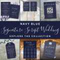 Navy Blue Signature Script Wedding Welcome Sign | Zazzle