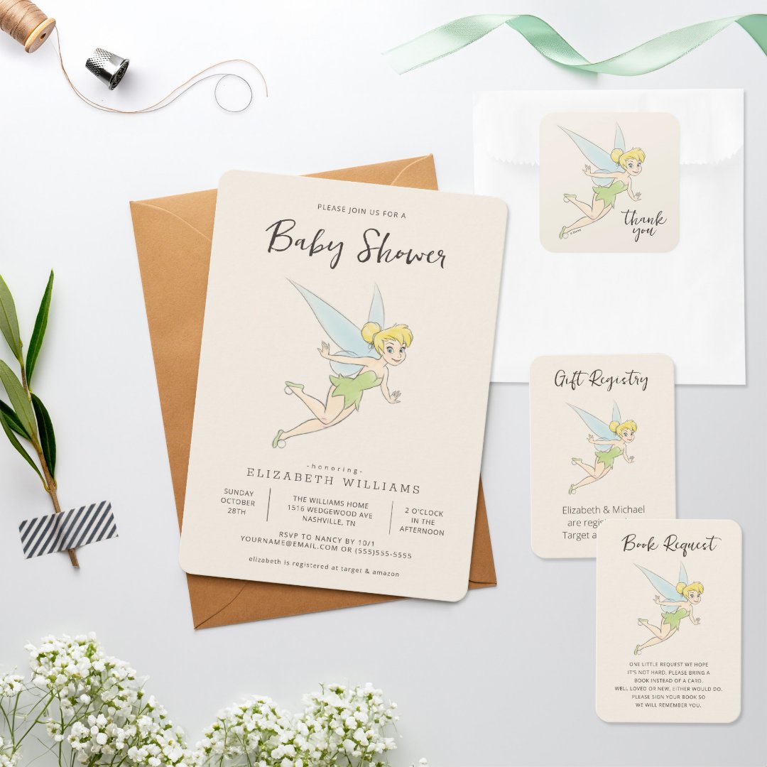 Simple Tinker Bell Baby Shower Invitation | Zazzle