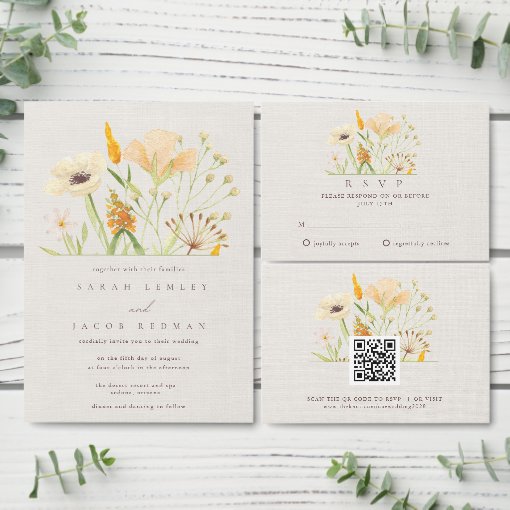 Simple Wildflowers Botanical Garden Wedding Invitation | Zazzle