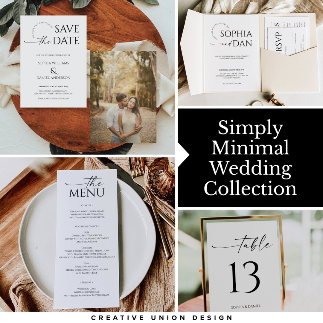 Simply Minimal Wedding Menu | Zazzle